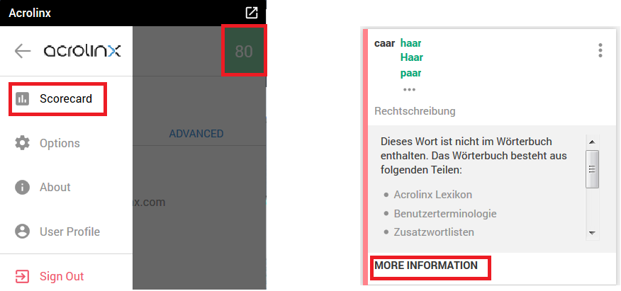 Warum öffnet sich meine Scorecard oder Guidance nicht über die Acrolinx ...