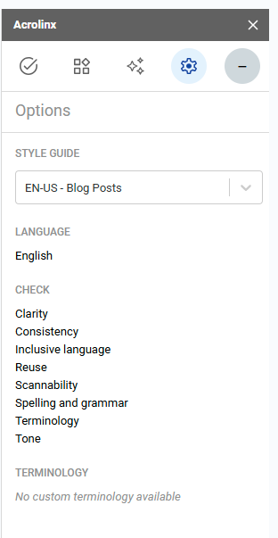 Sidebar Quick Start – Acrolinx